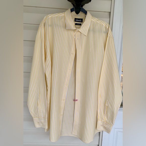 Ashworth | Shirts | Ashworth Mens Sz Xl Yellow White Striped Button ...